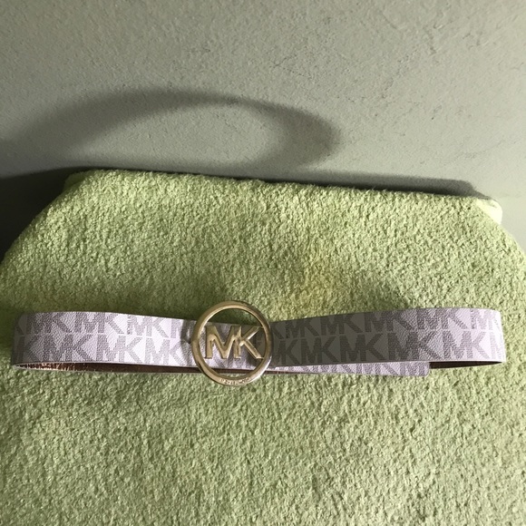 Michael Kors | Accessories | Michael Kors Signature Mk Logo Beige Belt ...